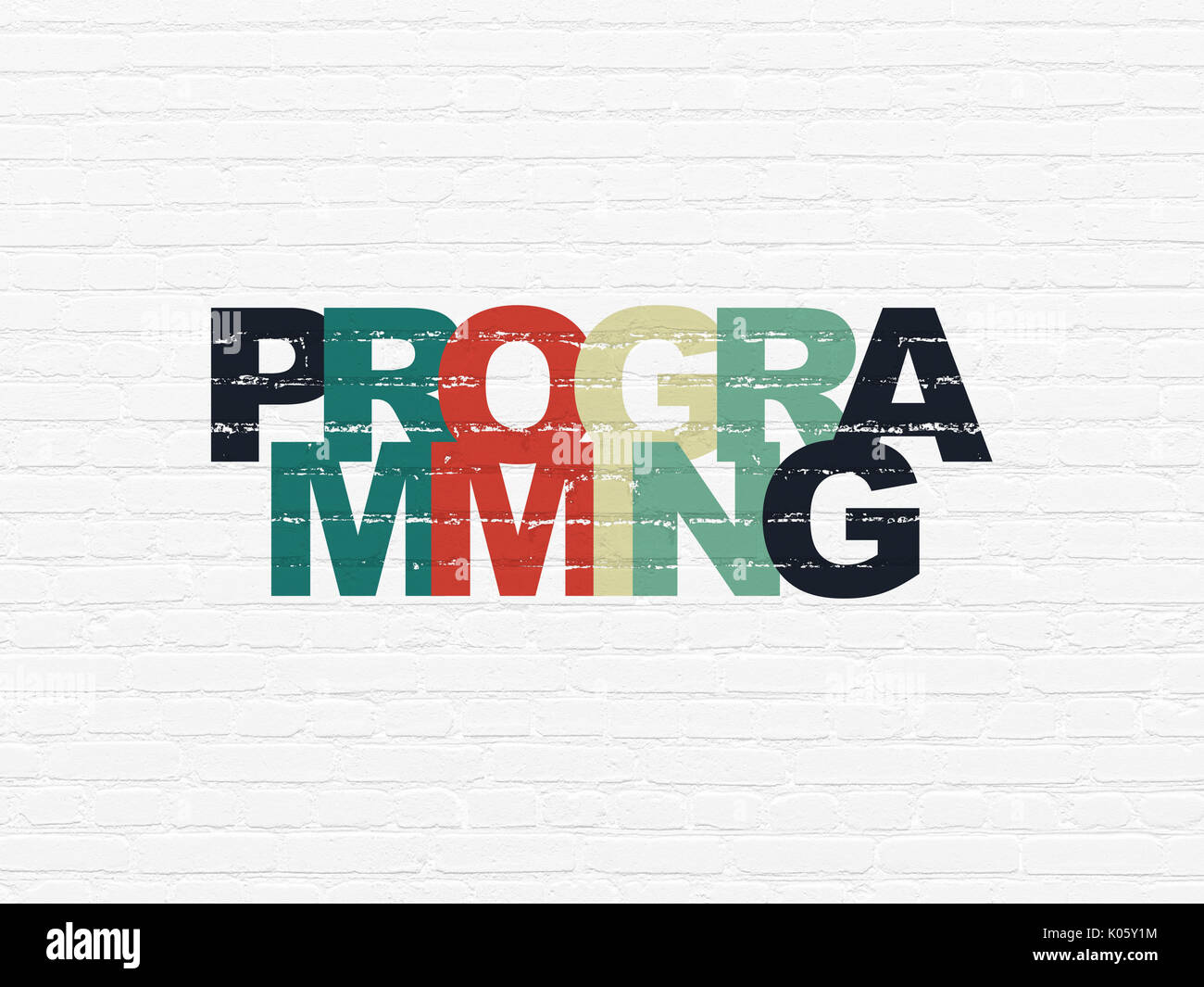 Database concept: Programming on wall background Stock Photo - Alamy