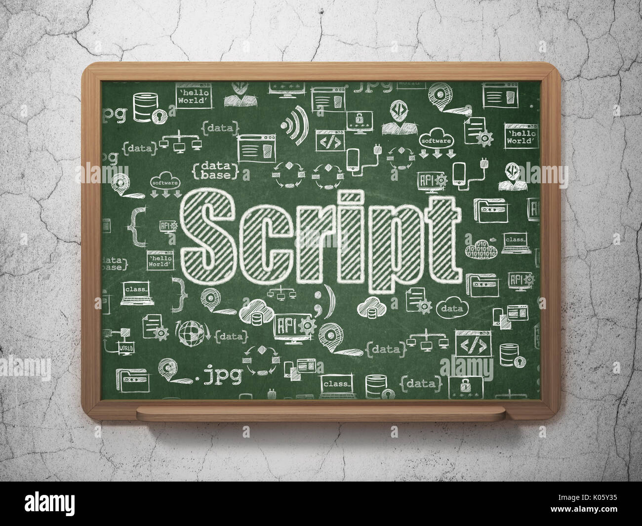 Database concept: Script on School board background Stock Photo - Alamy