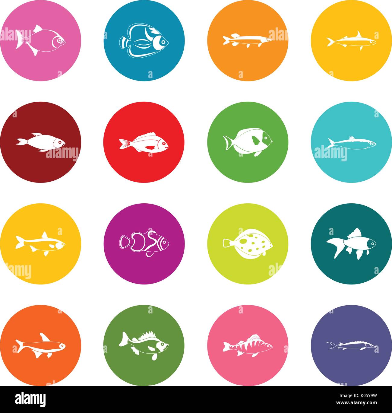 Fish icons many colors set Stock Vector Image & Art - Alamy