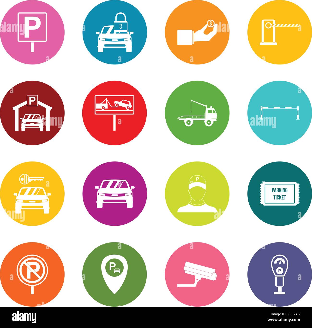 Parking set icons many colors set Stock Vector Image & Art - Alamy
