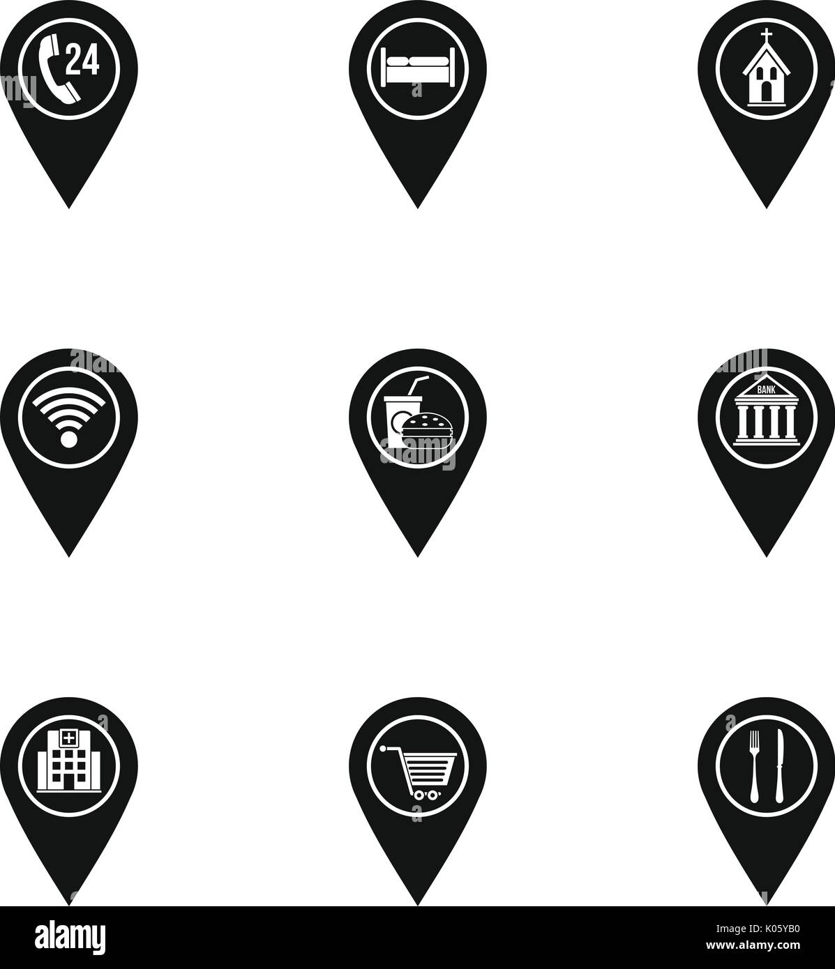 Route pins icon set, simple style Stock Vector Image & Art - Alamy