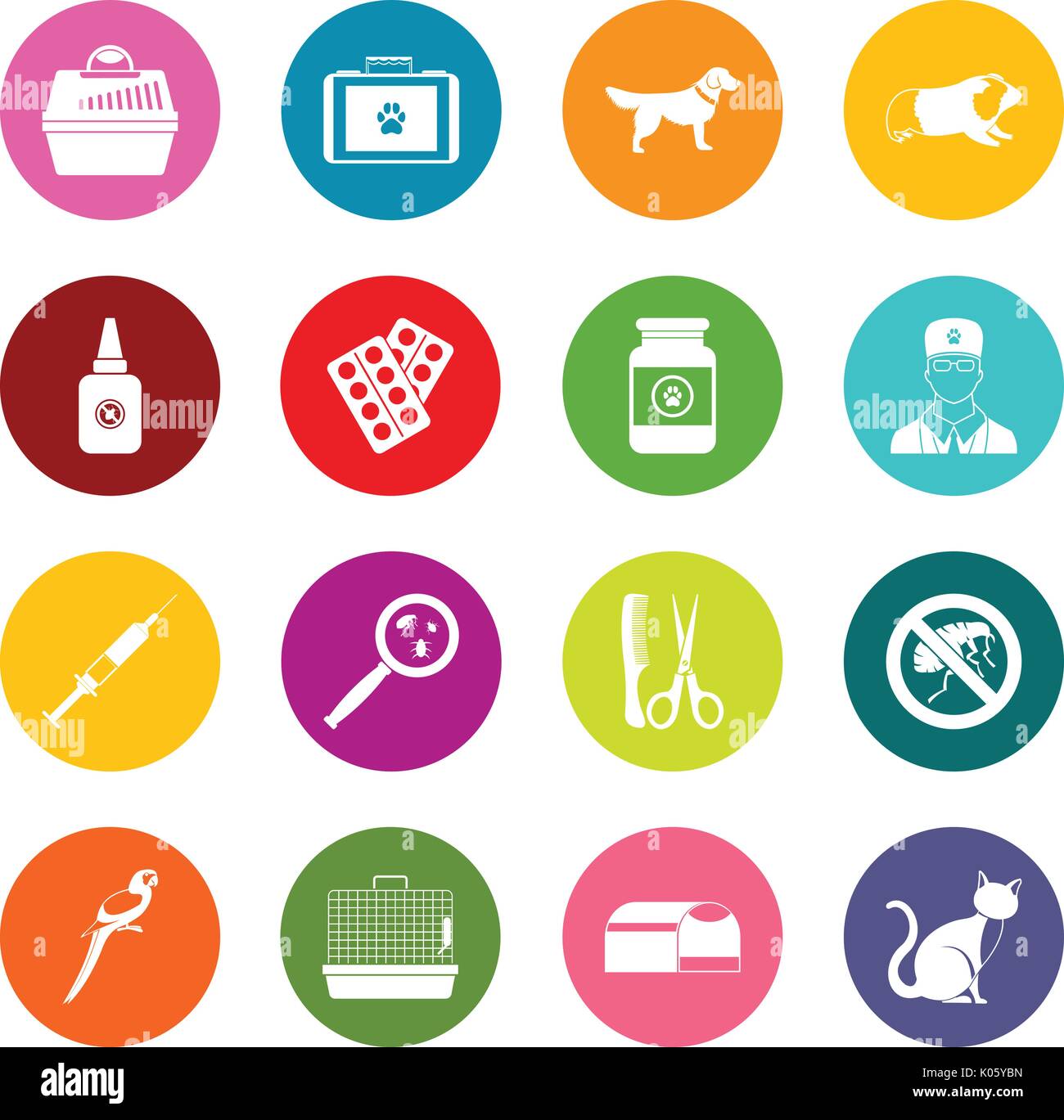 Veterinary icons many colors set Stock Vector Image & Art - Alamy
