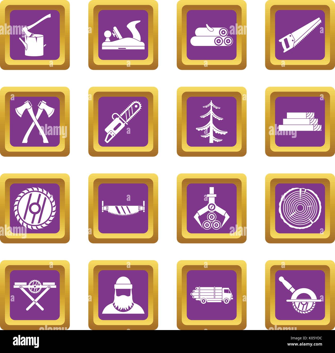Timber industry icons set purple Stock Vector Image & Art - Alamy