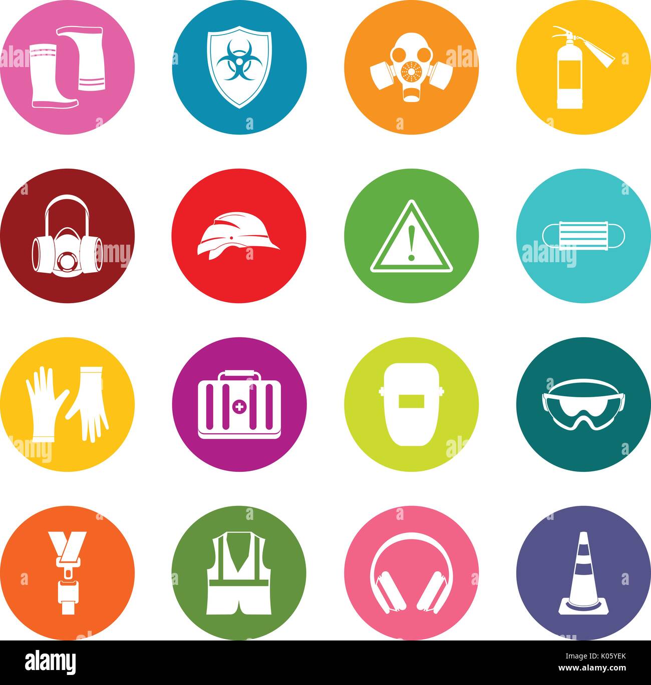 Safety icons many colors set Stock Vector Image & Art - Alamy