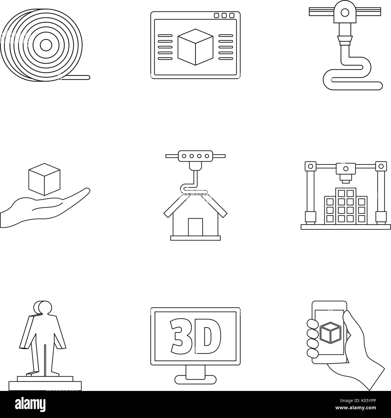 Futuristic 3d printer icon set, outline style Stock Vector Image & Art ... Futuristic 3d printer icon set, outline style Stock Vector Image & Art ...