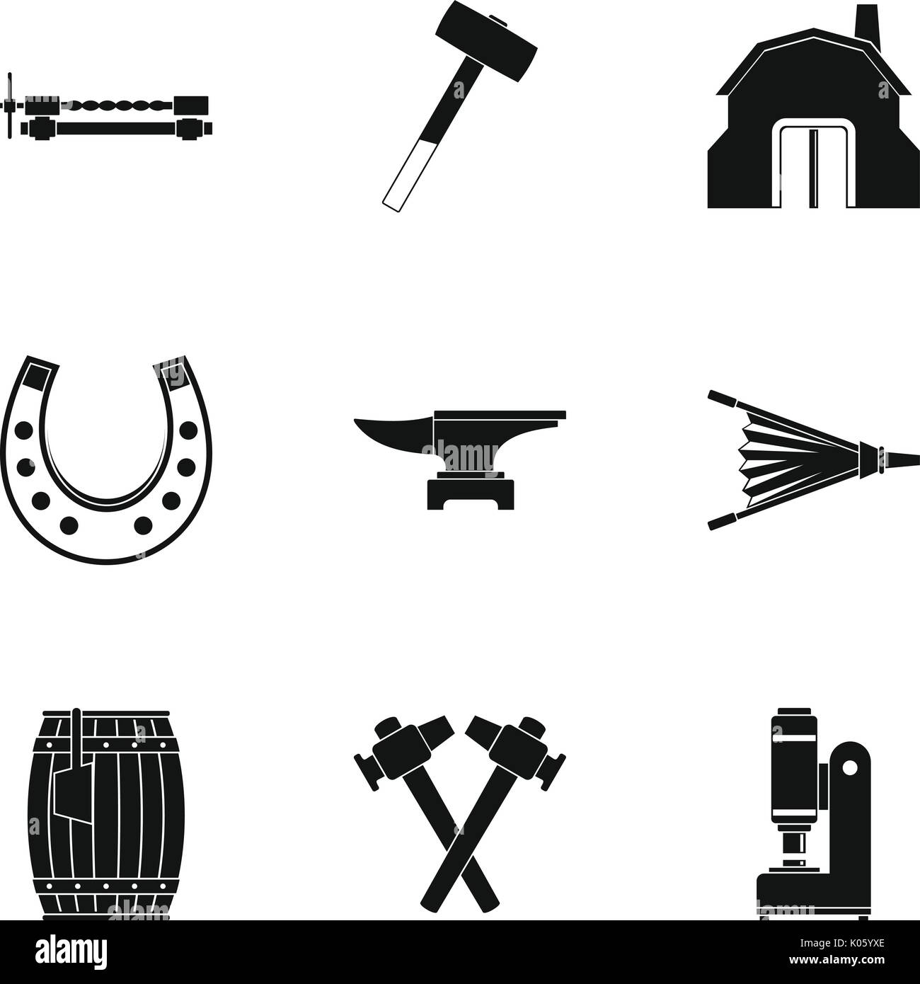 Industrial blacksmith icon set, simple style Stock Vector Image & Art ...