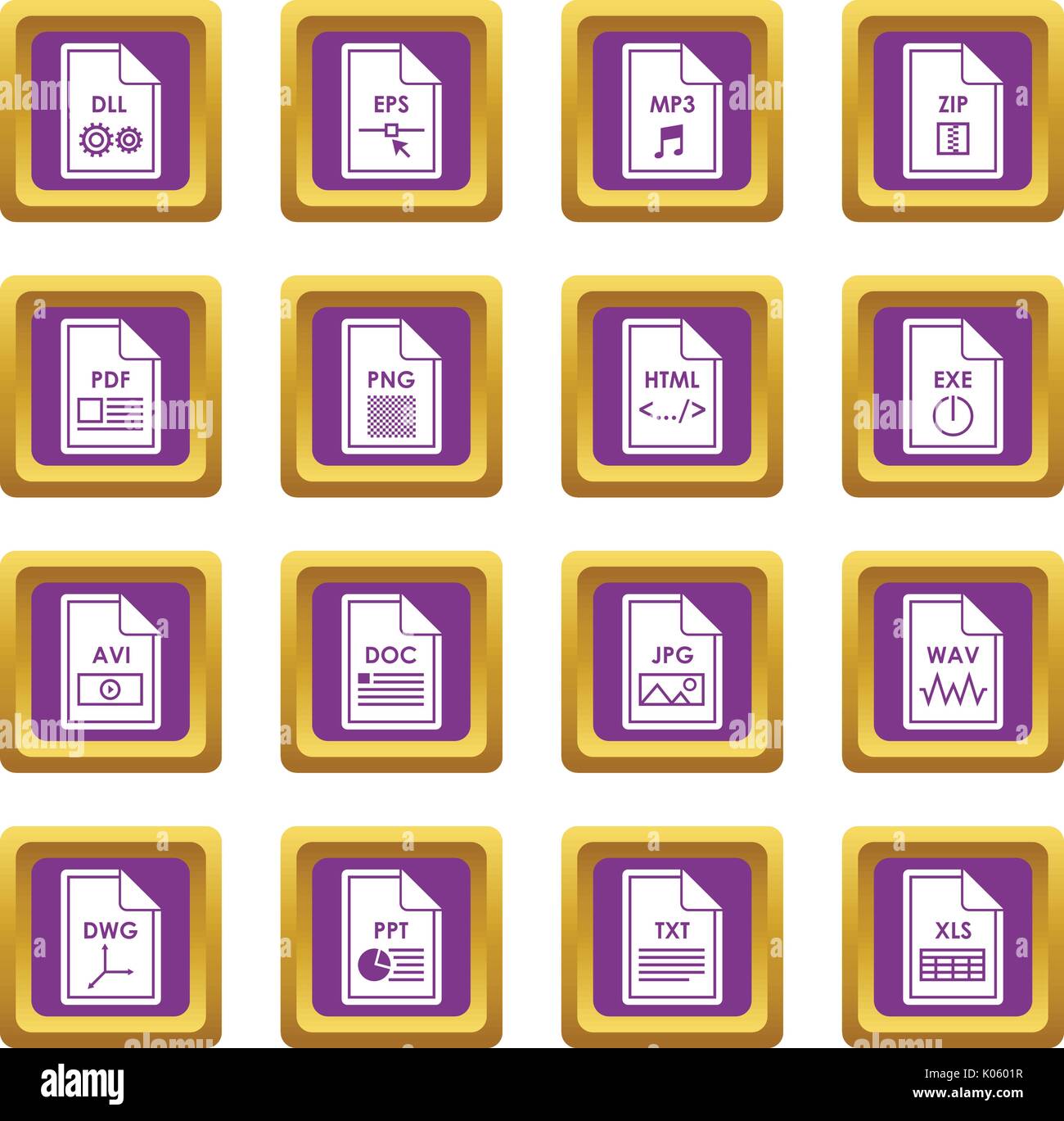 File format icons set purple Stock Vector Image & Art - Alamy