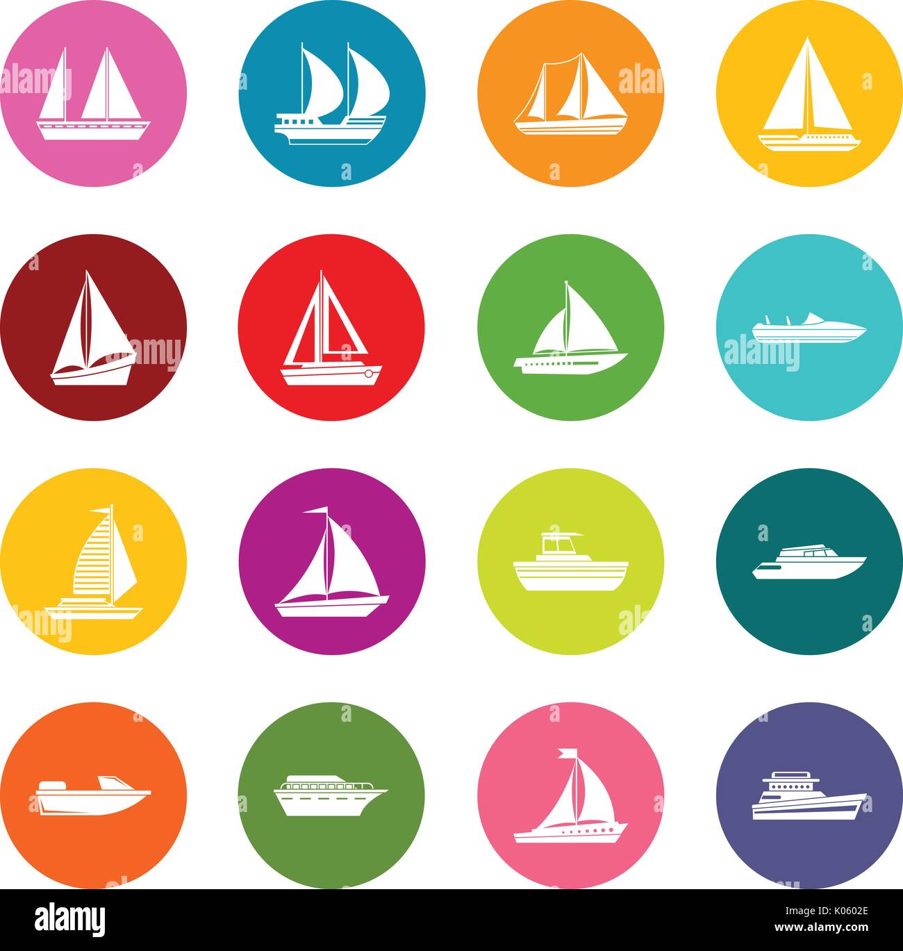 Boat and ship icons many colors set Stock Vector Image & Art - Alamy