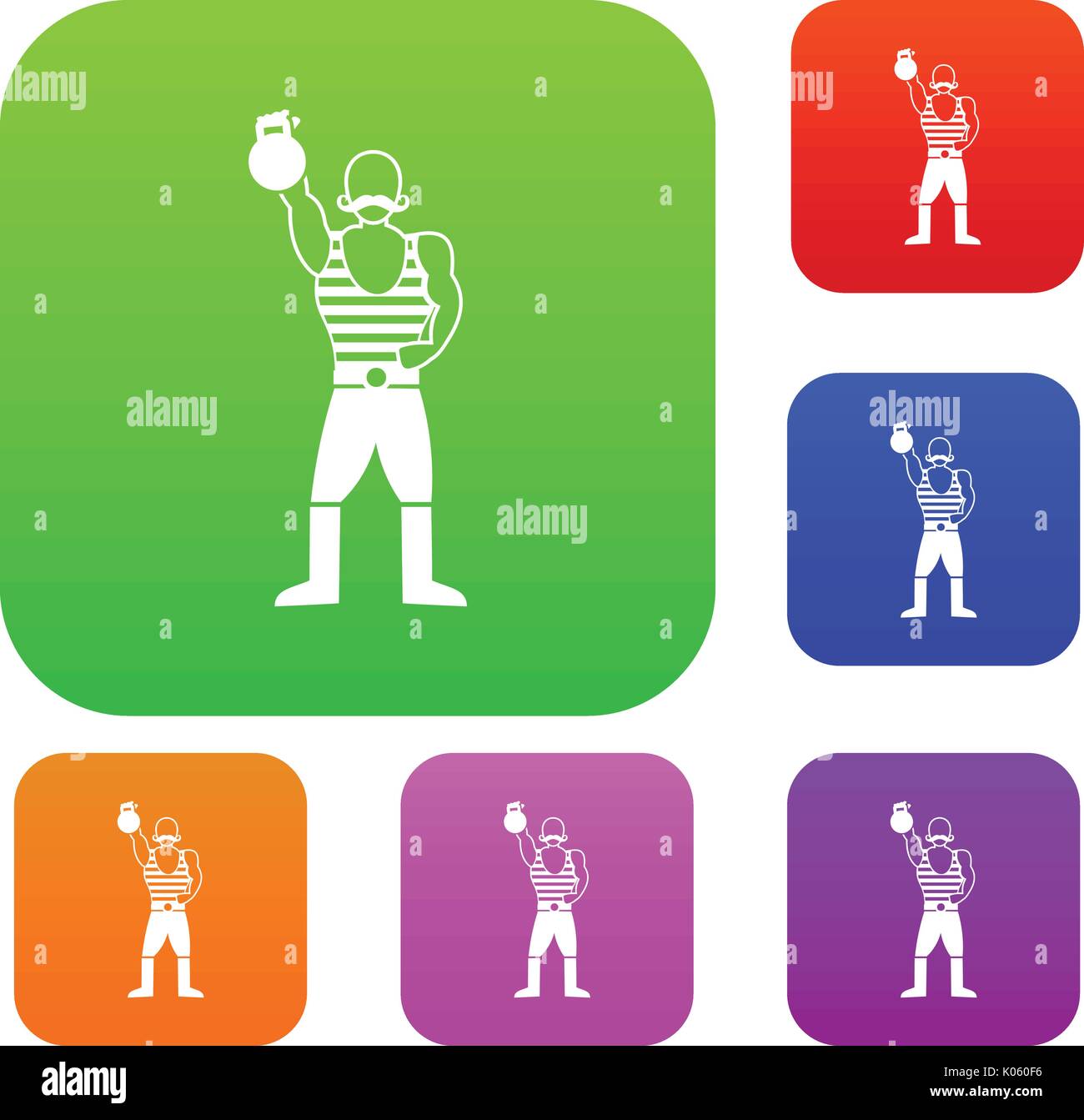 Strong man with kettlebell set collection Stock Vector Image & Art - Alamy