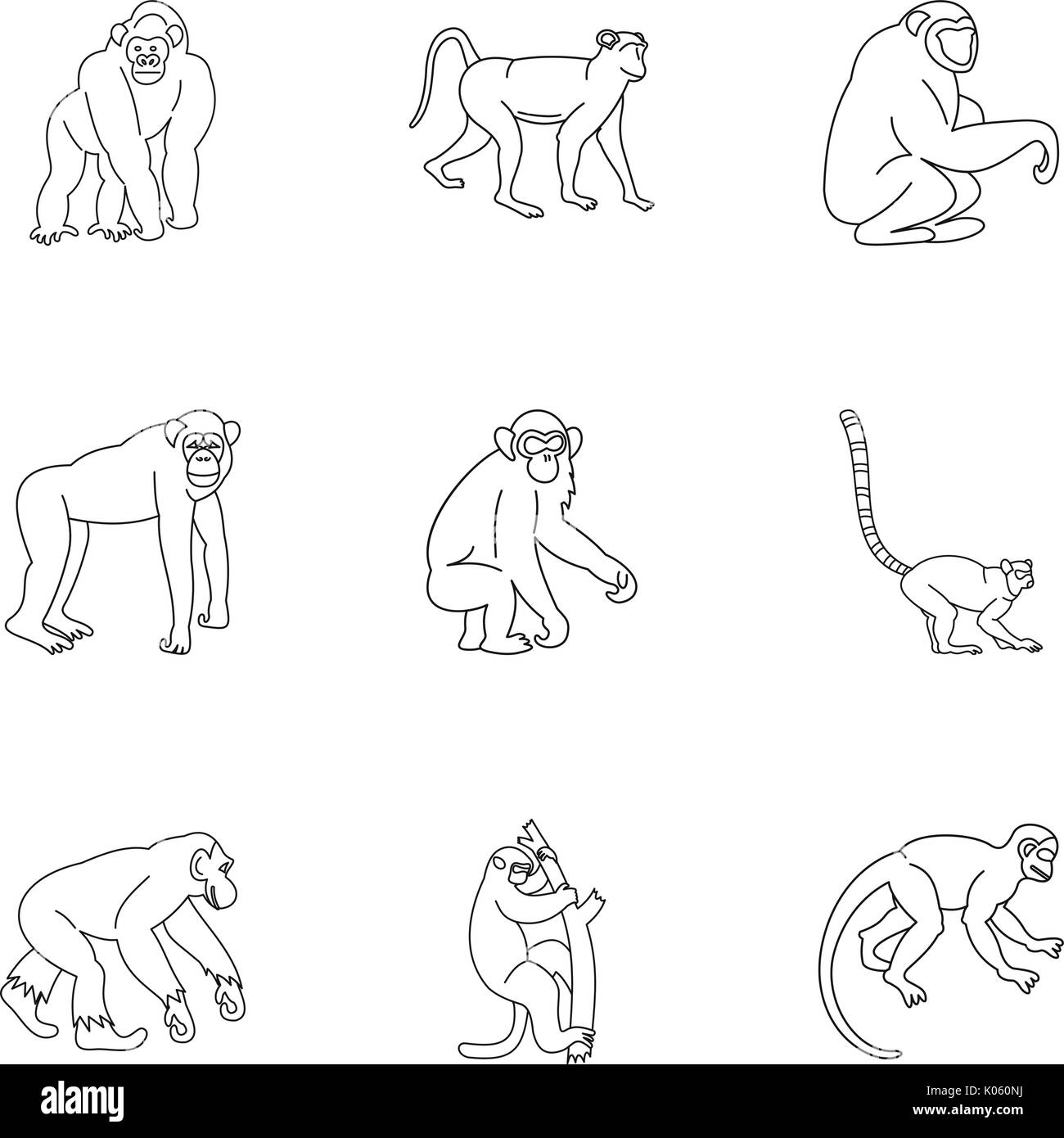 Jungle monkey icon set, outline style Stock Vector Image & Art - Alamy