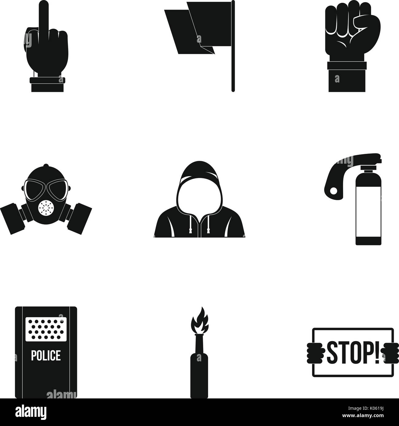 Rebel demonstration icon set, simple style Stock Vector Image & Art - Alamy