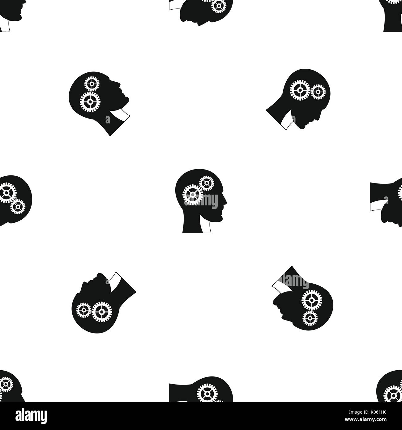 Gears in human head pattern seamless black Stock Vector Image & Art - Alamy