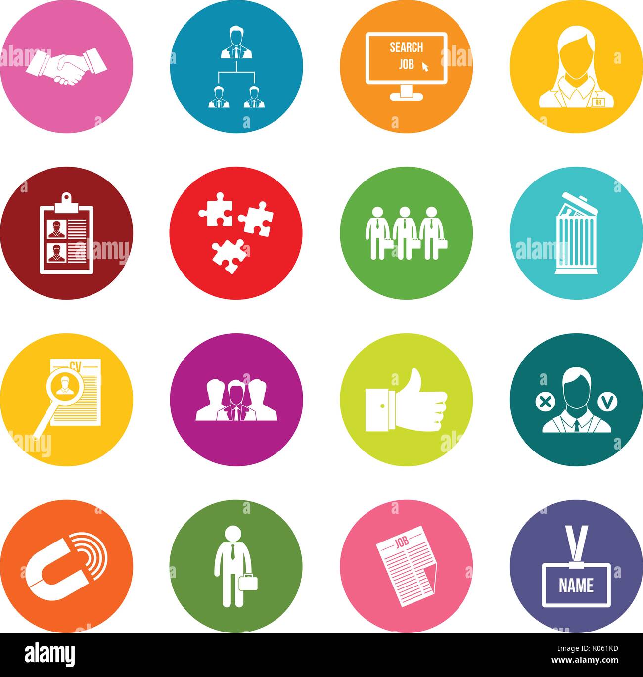 Human resource management icons many colors set Stock Vector Image ...