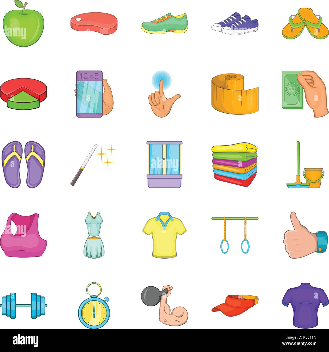 Strength icons set, cartoon style Stock Vector Image & Art - Alamy