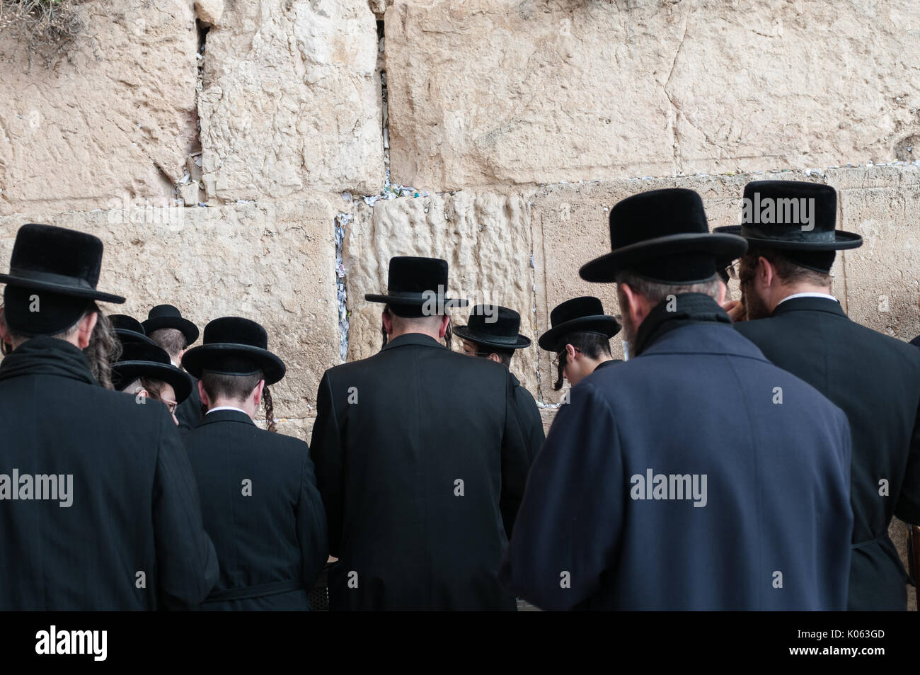 Hasidic Jews, members of Orthodox Judaism praying before Sabbath at the ...