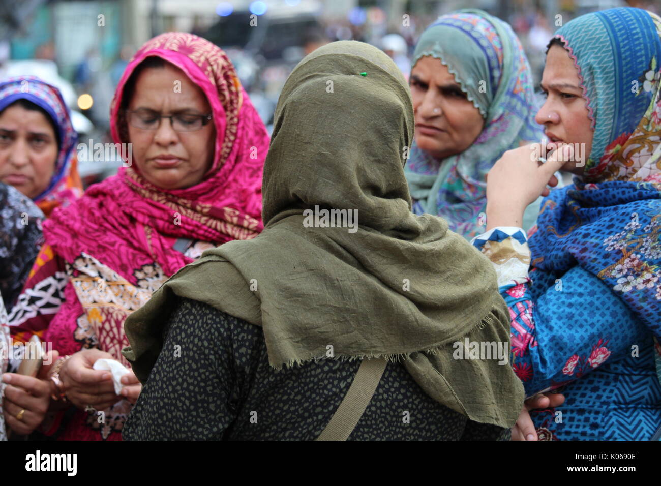 Barcelona, Spain - August 21, 2017: Members of the muslim community ...