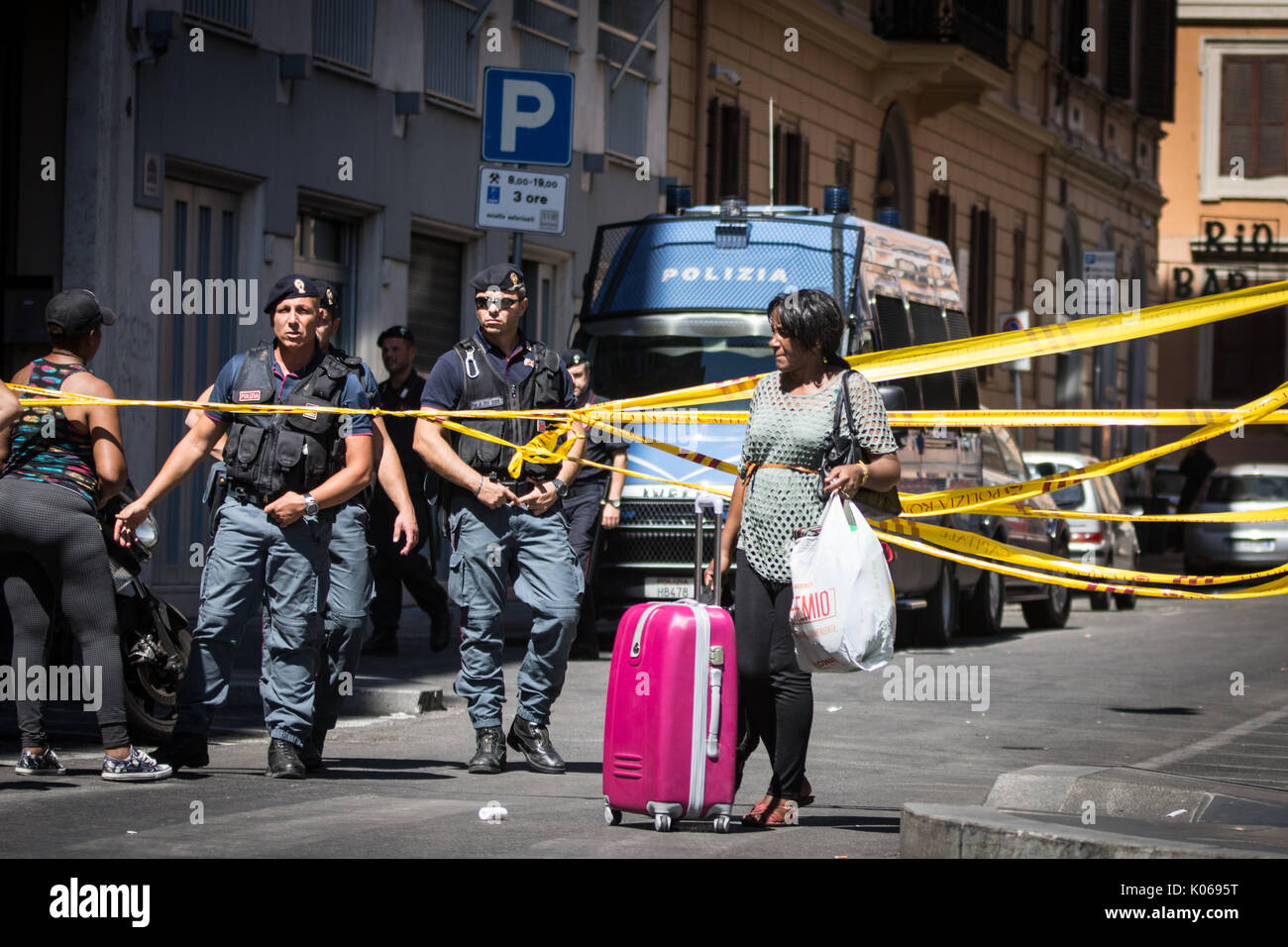 Rome, Italy August 21, Evicted refugee with his personal items ...