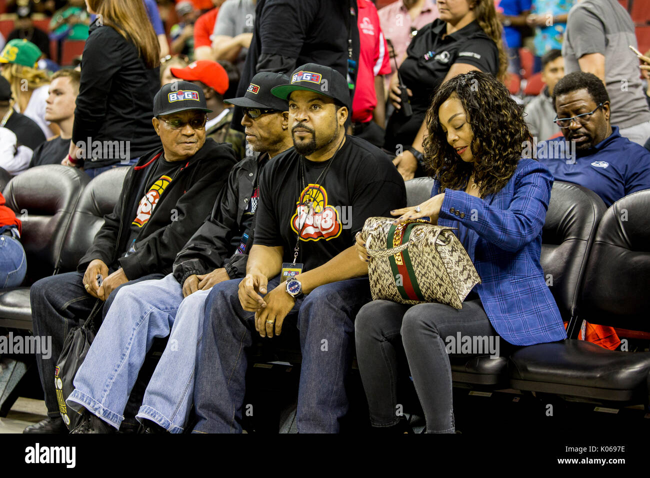 BIG3 co-founder Ice Cube sits courtside while attending week nine BIG3 ...