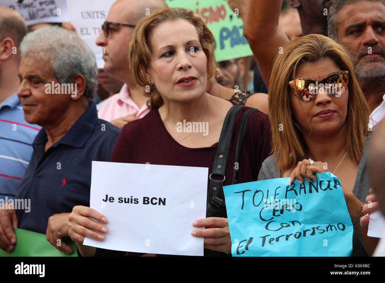 Barcelona, Spain - August 21, 2017: Members of the muslim community ...