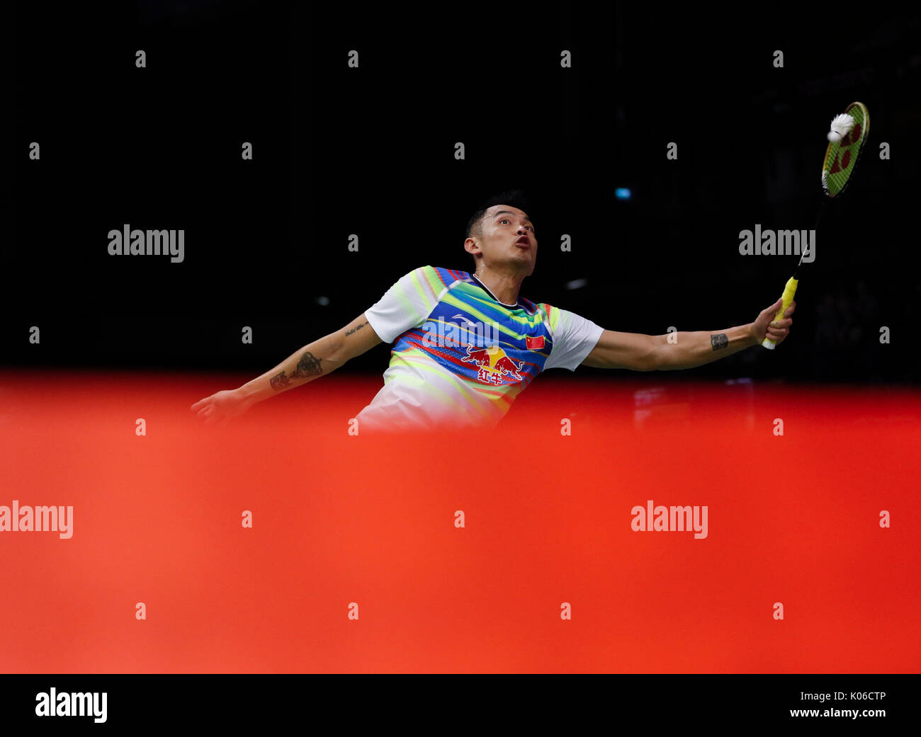 Glasgow, Scotland. 21st Aug, 2017. Lin Dan of China competes during the ...