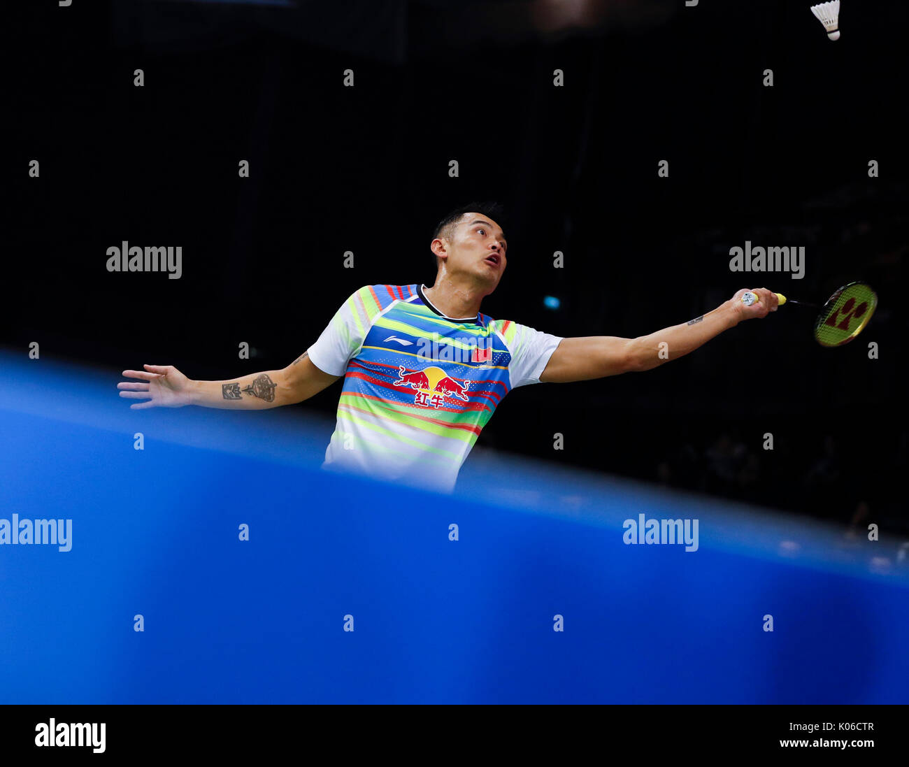 Glasgow, Scotland. 21st Aug, 2017. Lin Dan of China competes during the ...