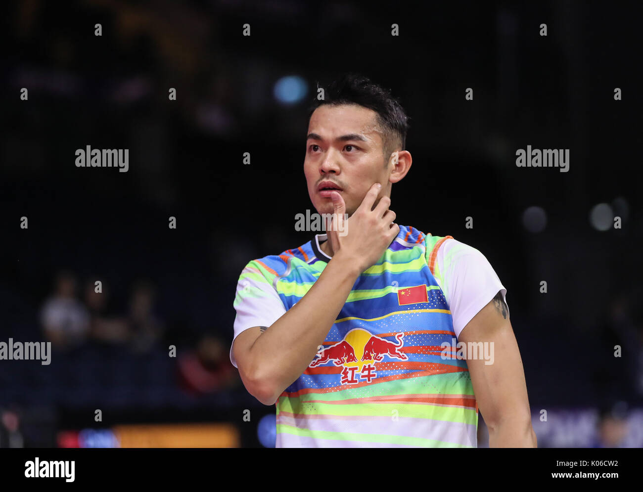 Glasgow, Scotland. 21st Aug, 2017. Lin Dan of China competes during the ...