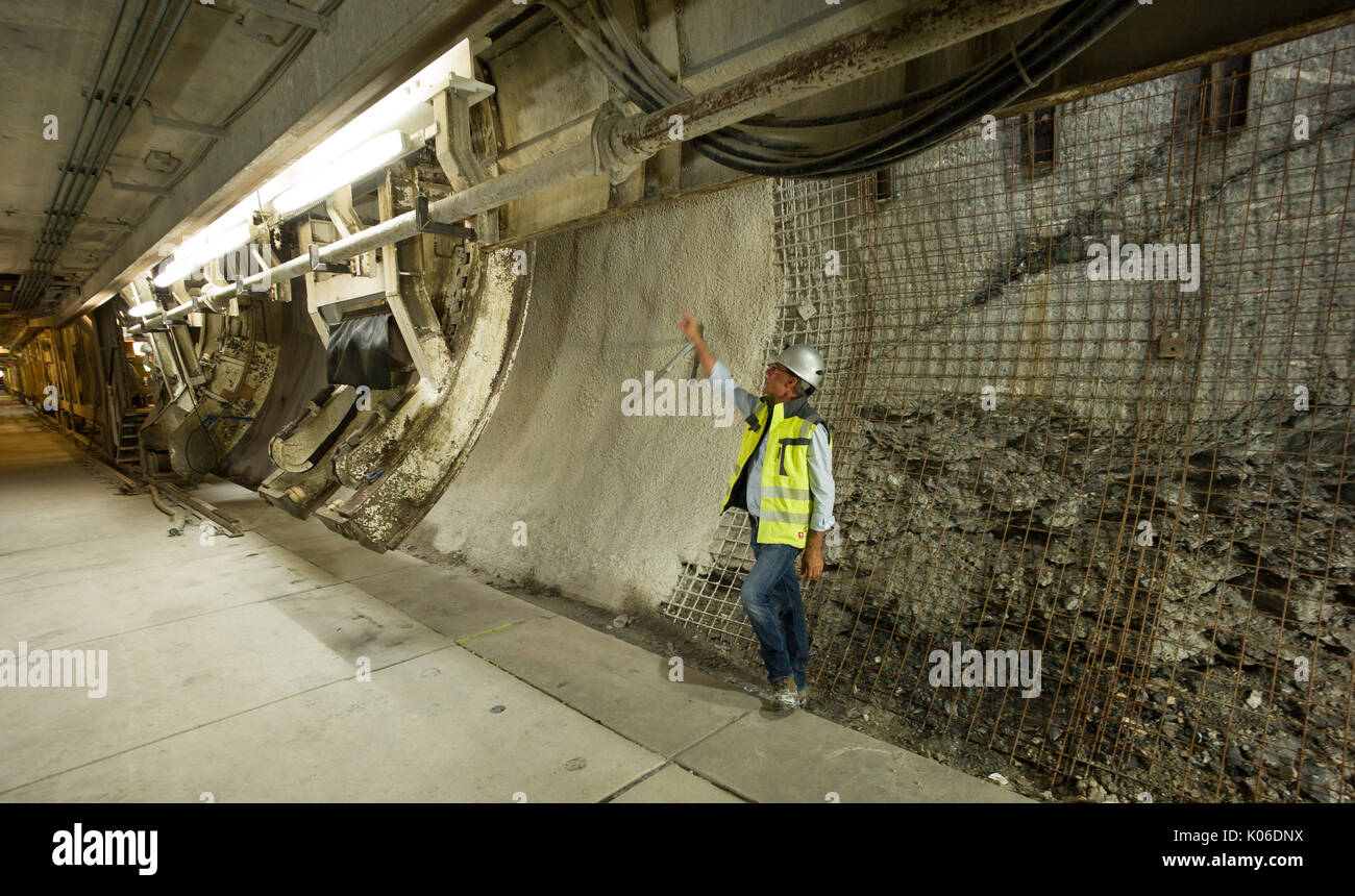 Innsbruck, Austria. 18th Aug, 2017. Tunnel boss Konrad Bergmeister ...