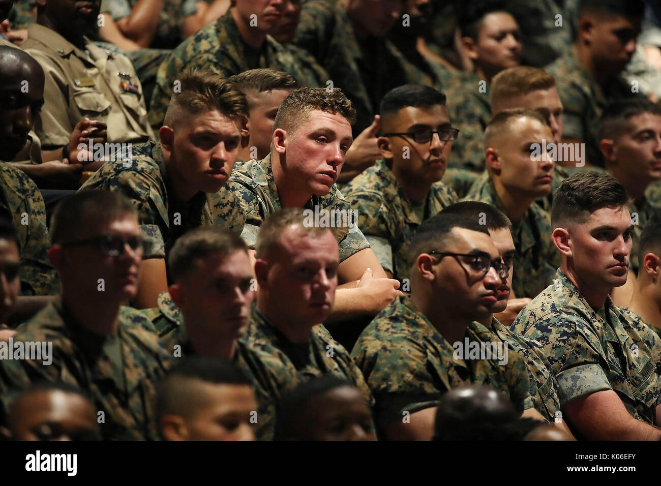 American military members listen hi-res stock photography and images ...