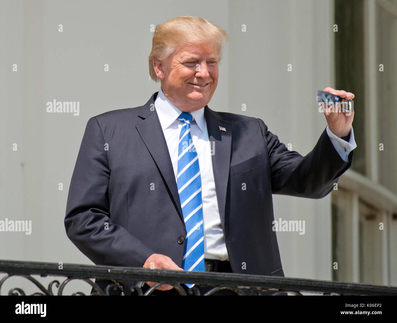 United States President Donald J. Trump shows off his special viewing ...