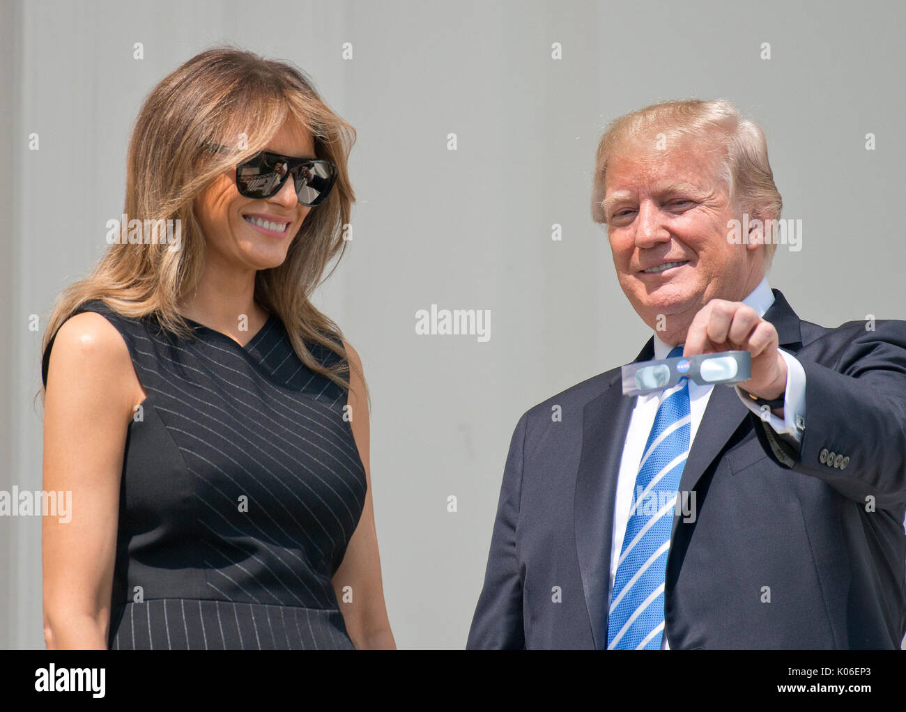 United States President Donald J. Trump shows off his special viewing ...