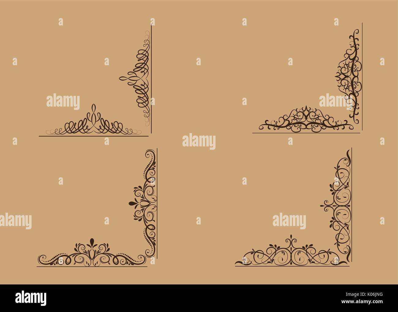 Swirl floral design corner vintage set old style Vector Stock Vector ...