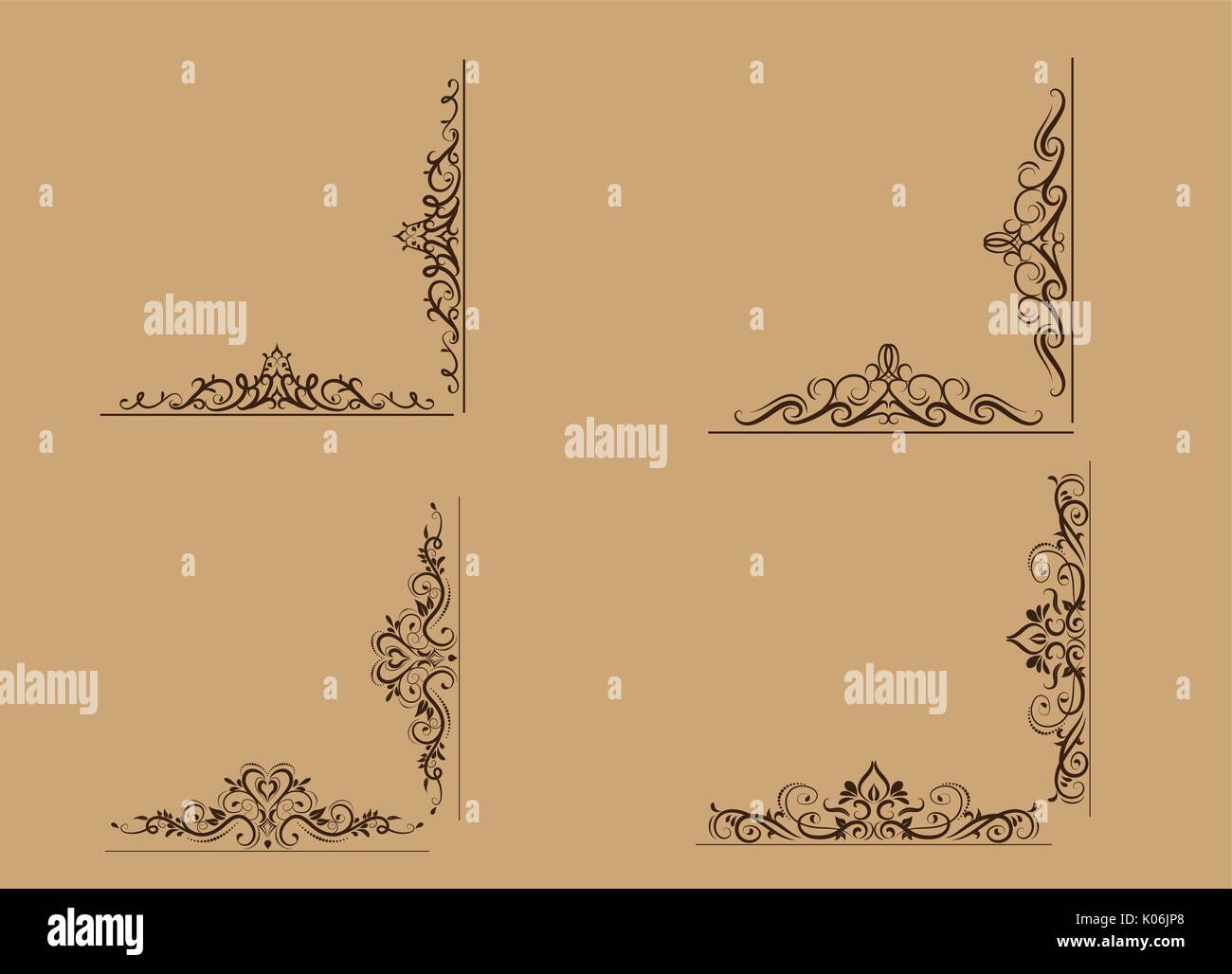 Swirl floral design corner vintage set old style Vector Stock Vector ...