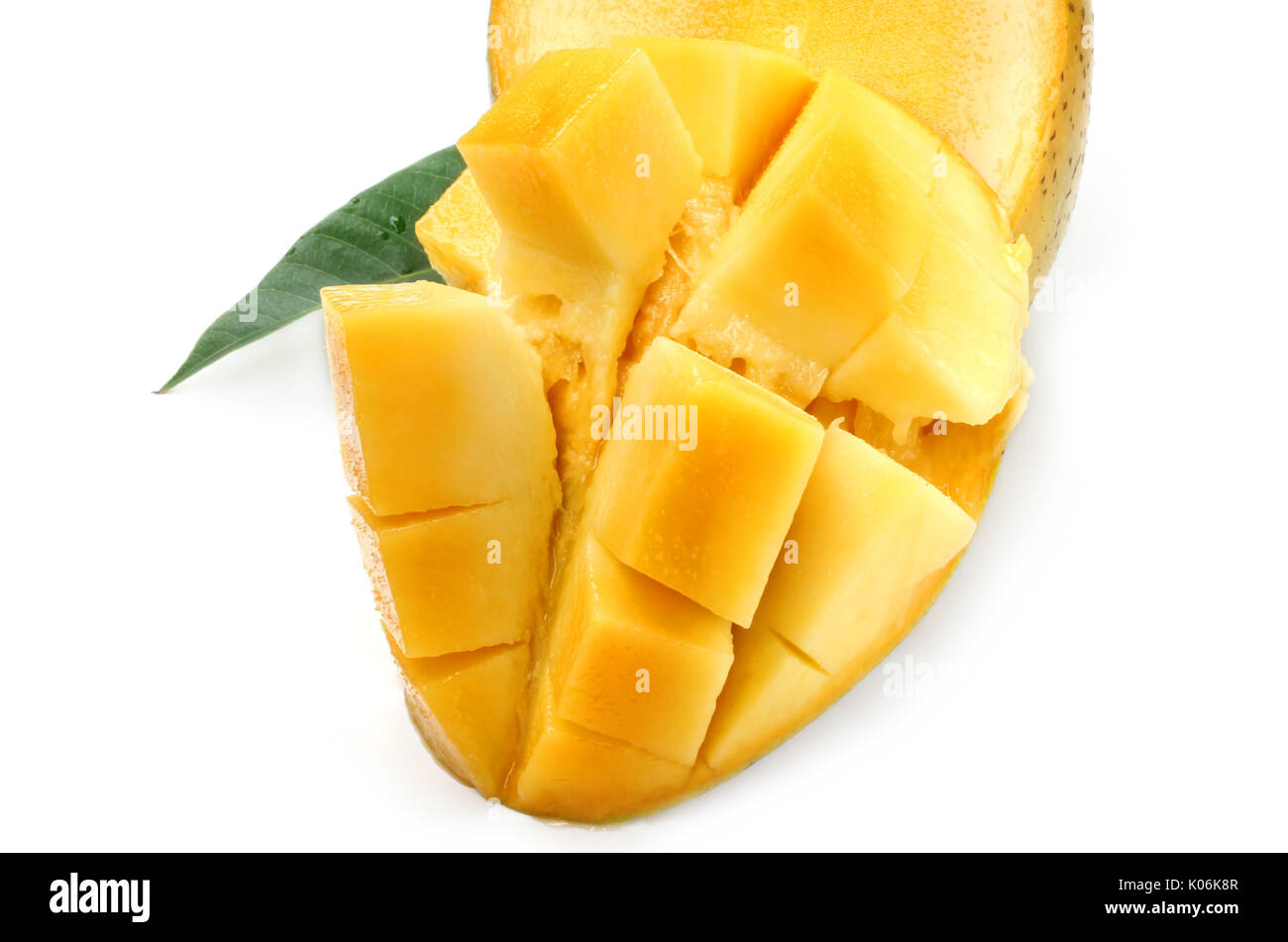 Slice ripe mango on white background Stock Photo - Alamy