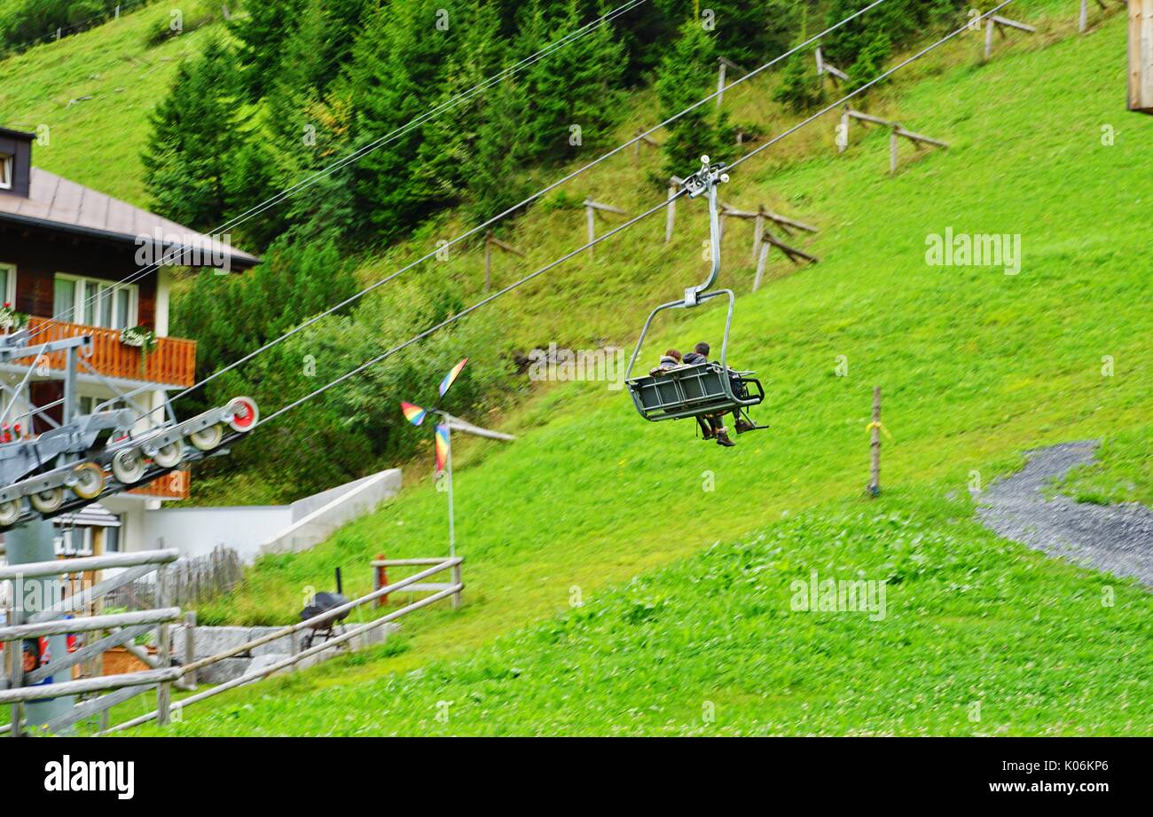 View of Malbun, a ski resort village in the Alps mountains in ...