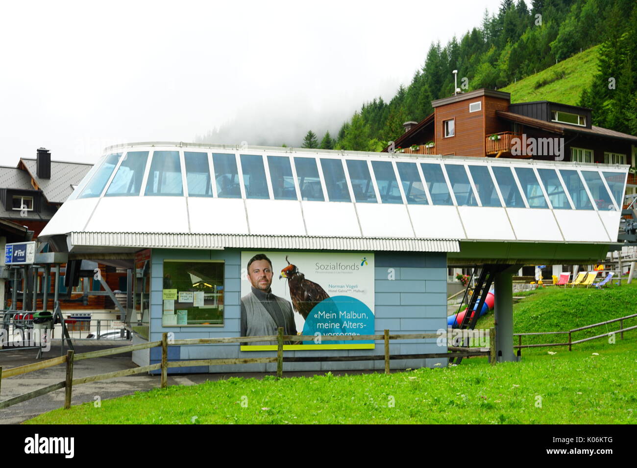 View of Malbun, a ski resort village in the Alps mountains in ...