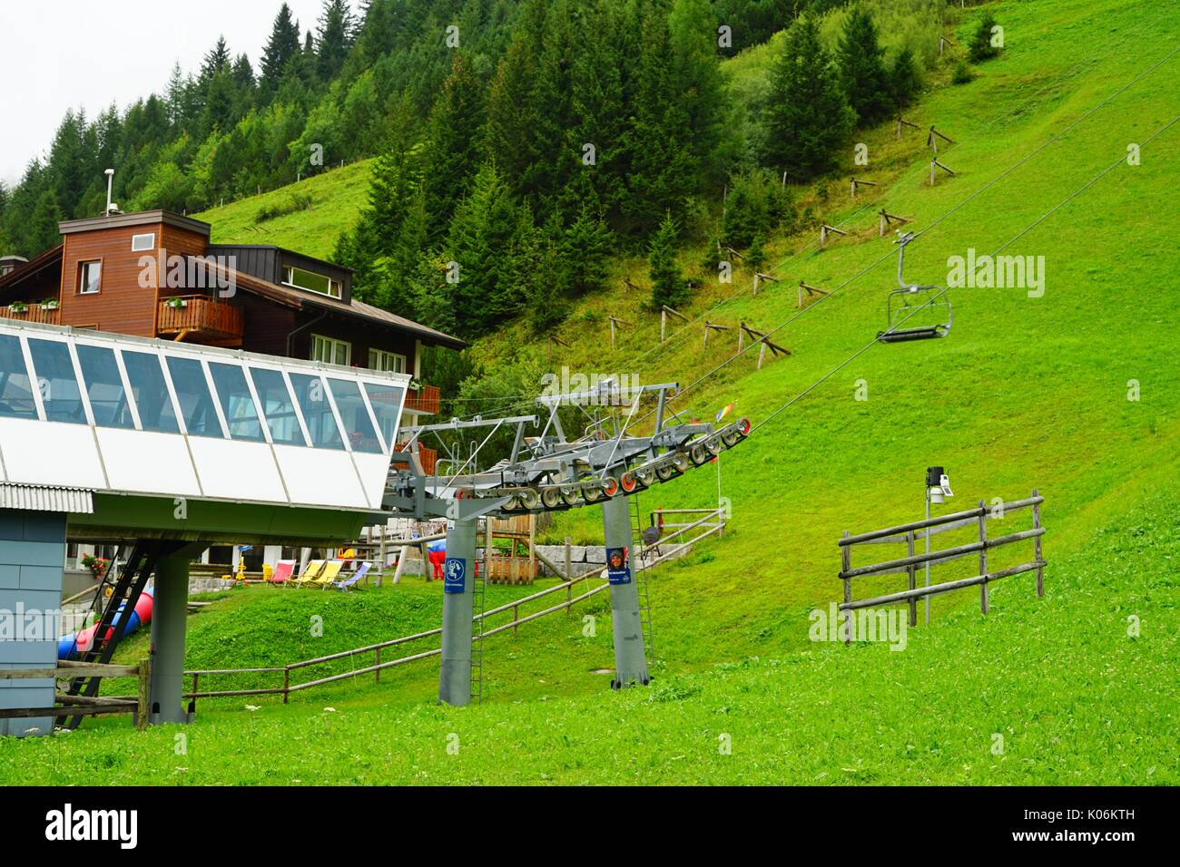 View of Malbun, a ski resort village in the Alps mountains in ...