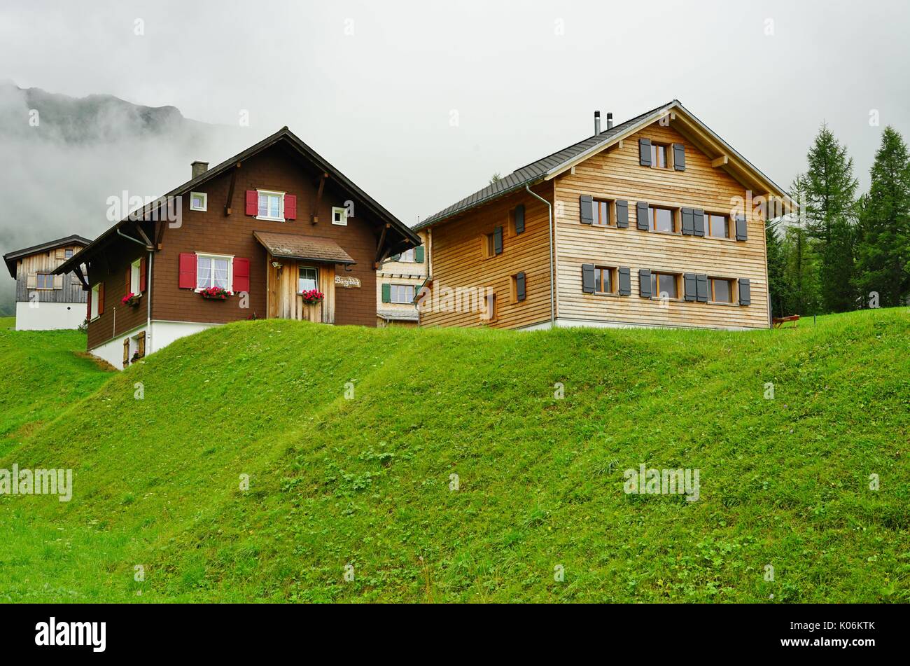 View of Malbun, a ski resort village in the Alps mountains in ...
