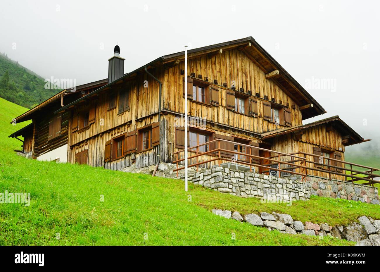View of Malbun, a ski resort village in the Alps mountains in ...