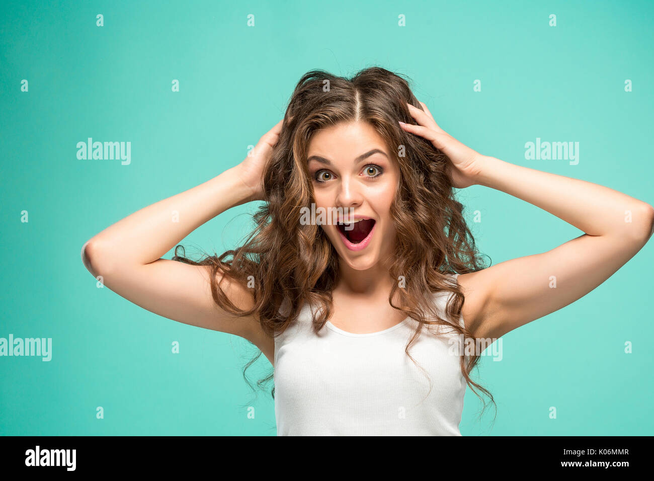 The young woman's portrait with happy emotions Stock Photo - Alamy