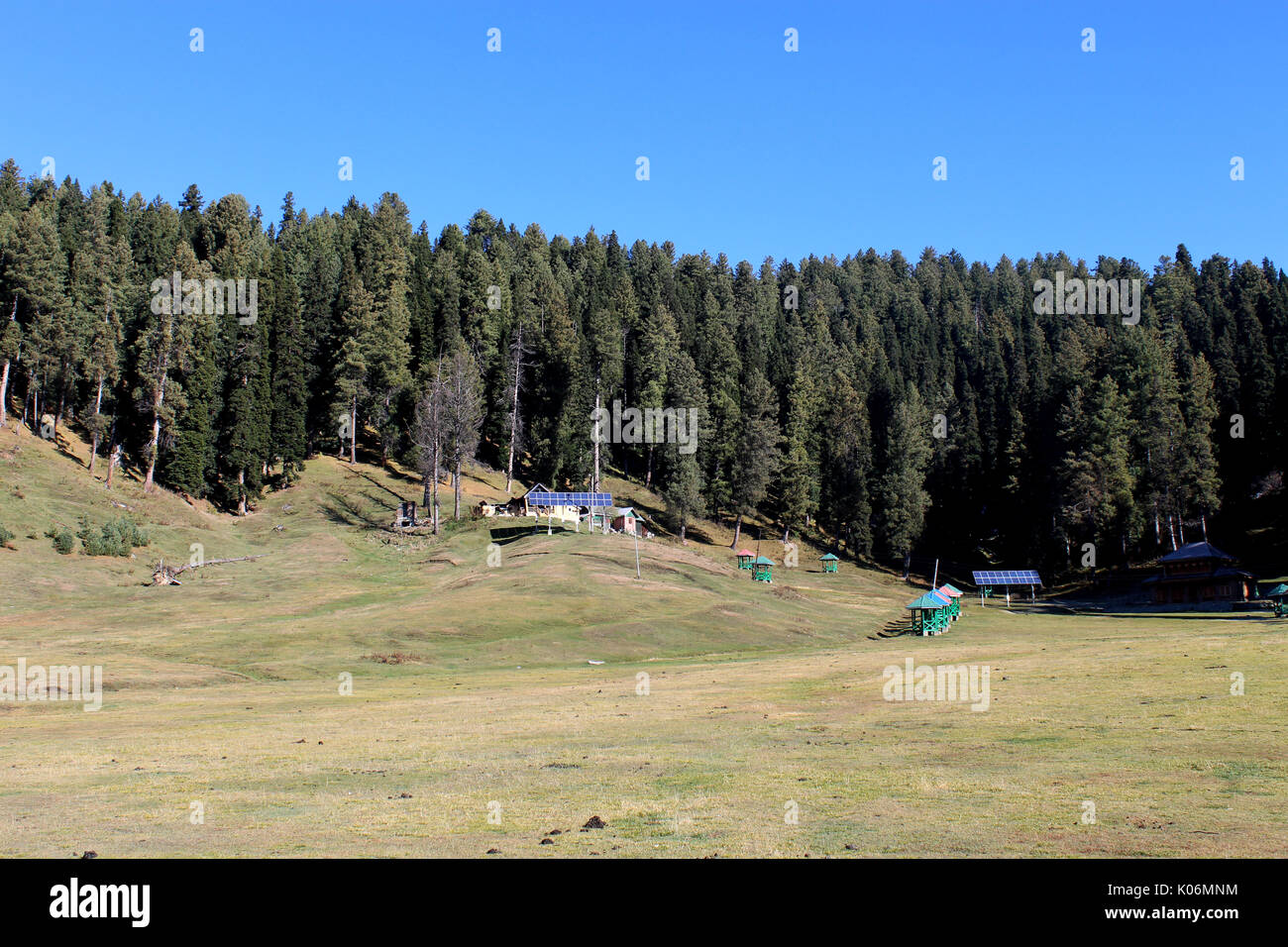Awesome valley, mountain village landscape. Heaven on earth. Gulmarg in ...