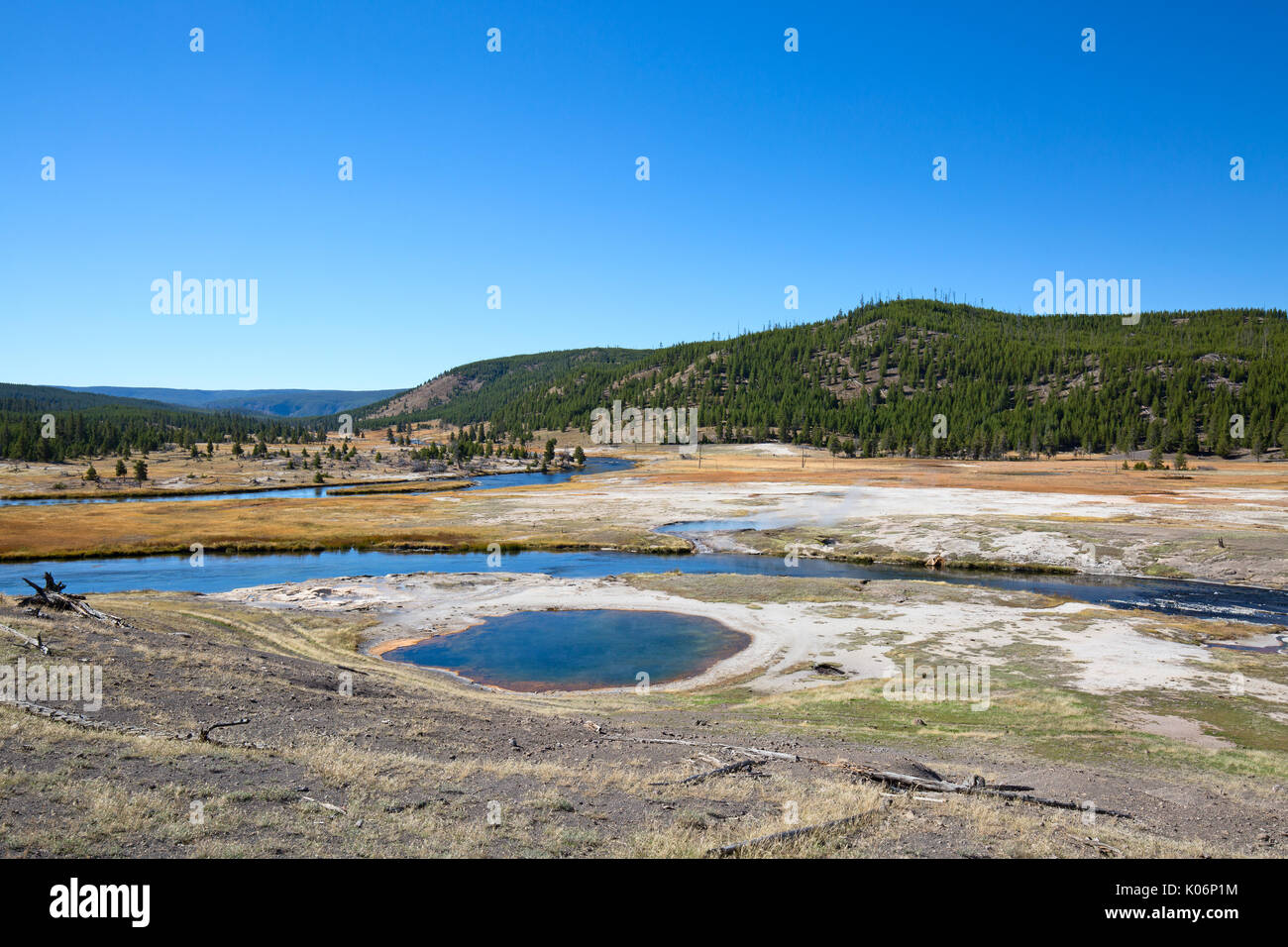 Colorful hot water pool in the Yellowstone National park, USA Stock ...