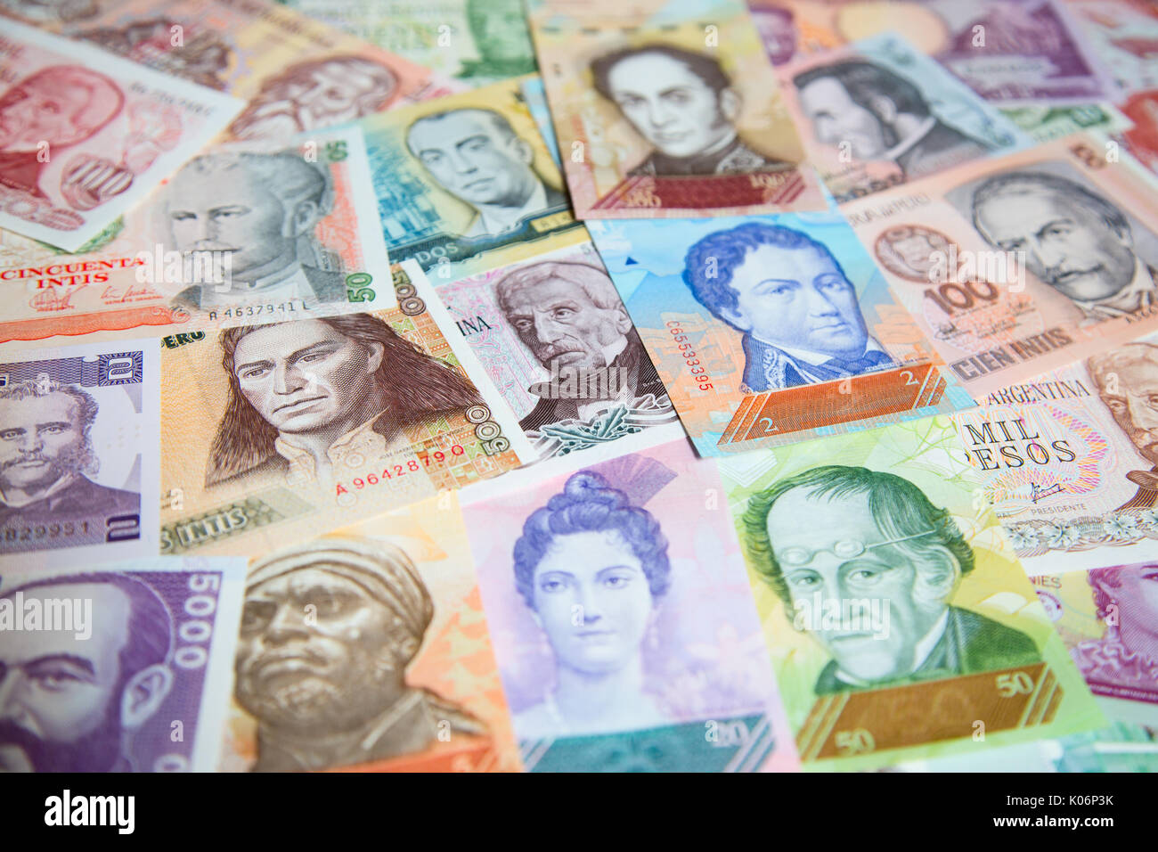 Variety of South American banknotes Stock Photo - Alamy