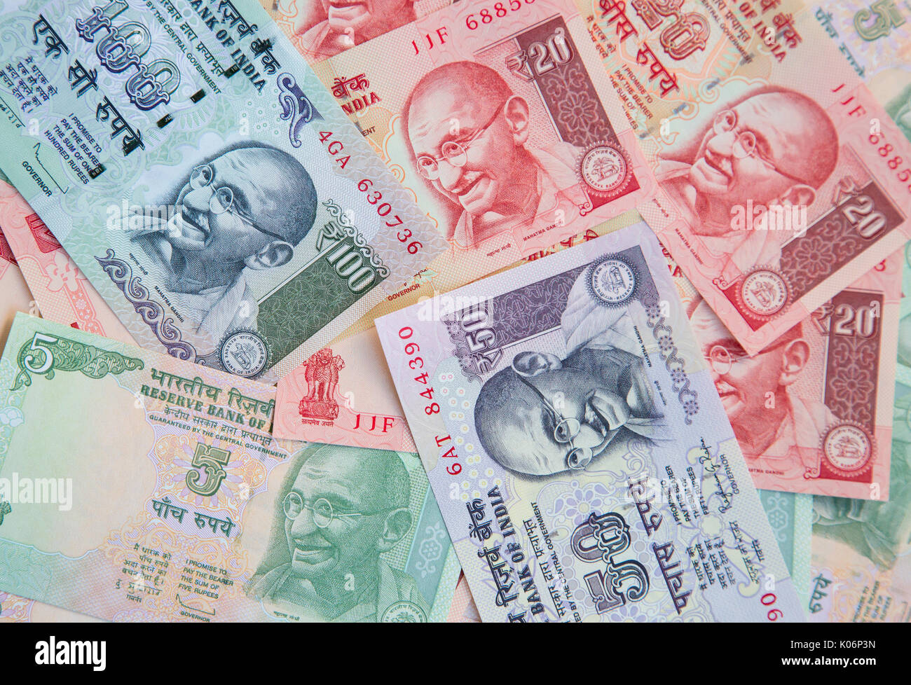 Collection of the Indian banknotes Stock Photo - Alamy
