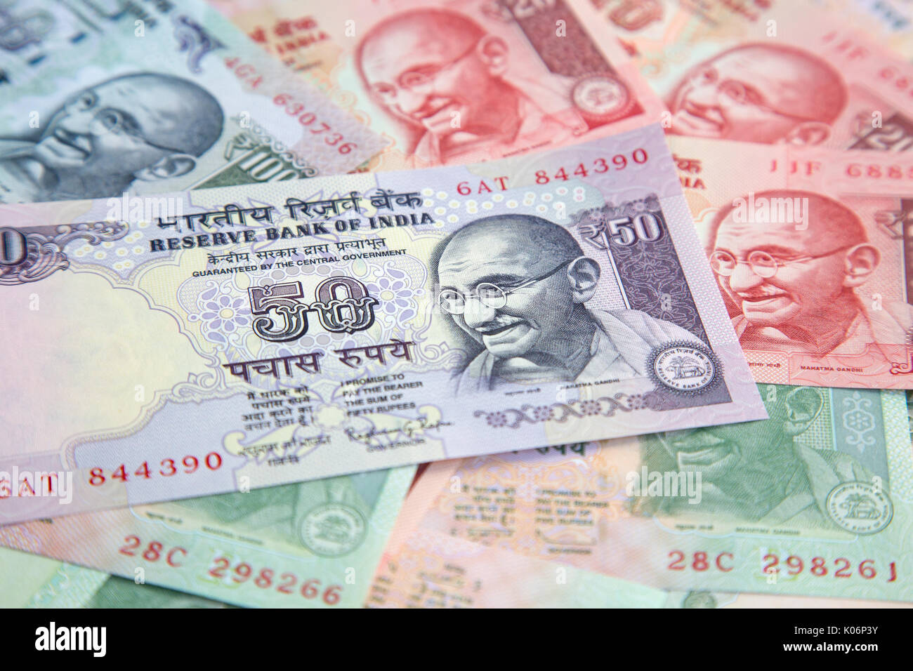 Collection of the Indian banknotes Stock Photo - Alamy