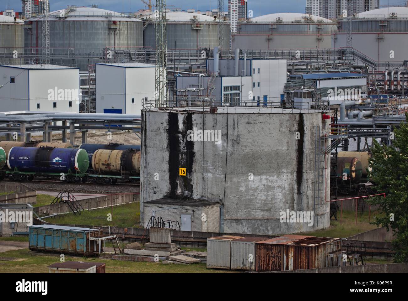 Old large refinery petrol tanks in St. Petersburg, Russia Stock Photo ...