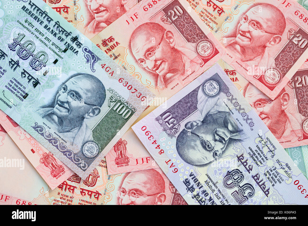 Collection of the Indian banknotes Stock Photo - Alamy