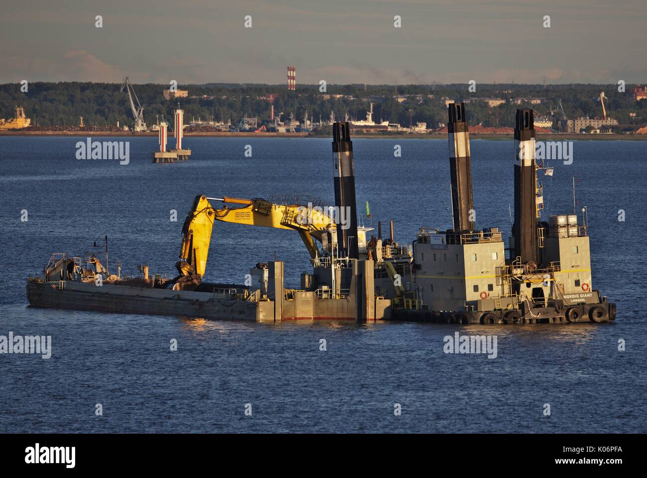 Excavator ship, baltic sea, Russia Stock Photo - Alamy