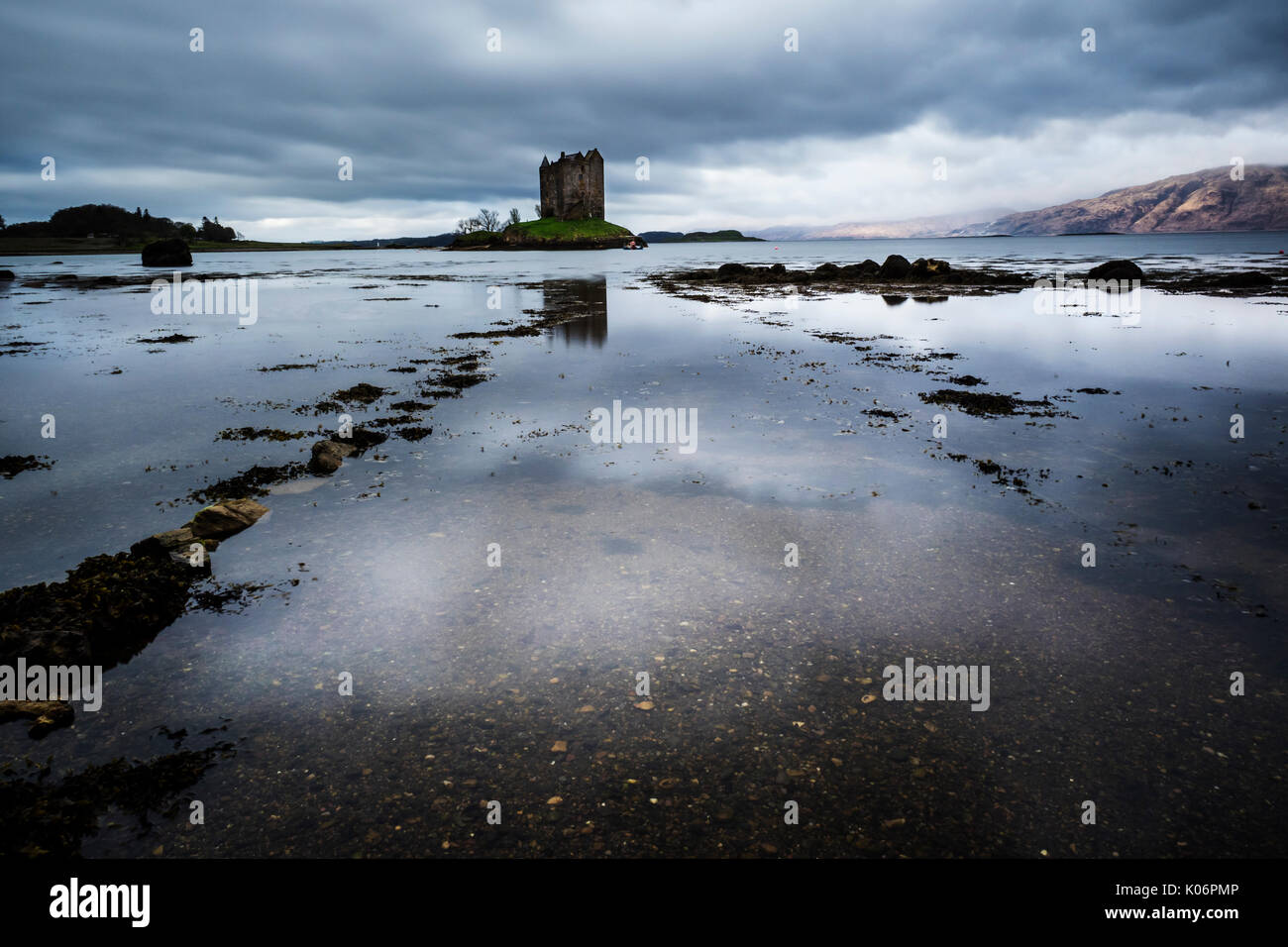Castle Stalker (Caisteal an Stalcaire) a four-story tower house or keep ...