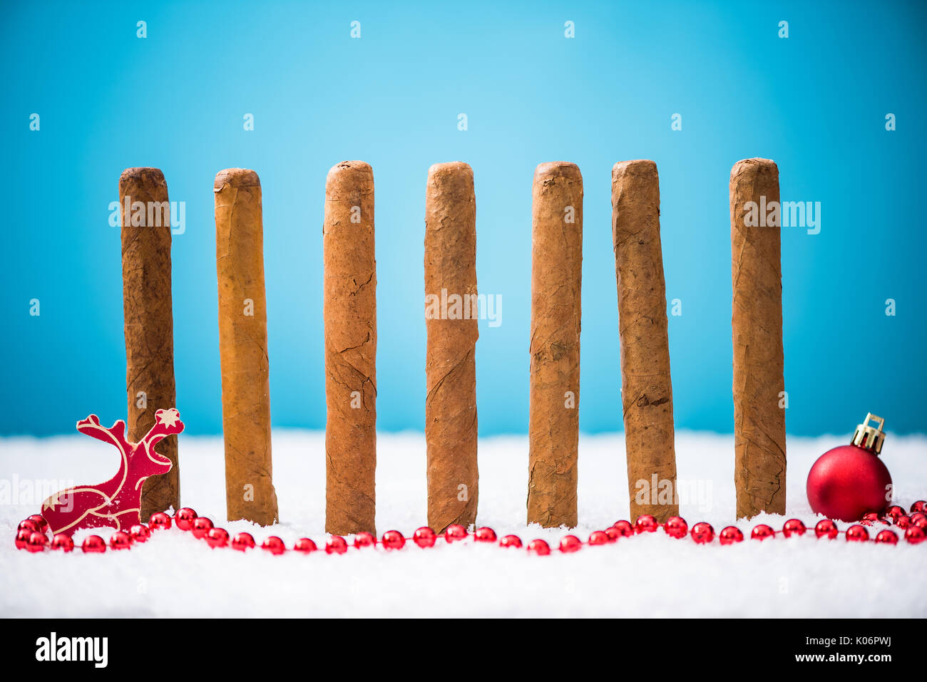 Cuban Cigars in snow, Christmas gif idea Stock Photo - Alamy