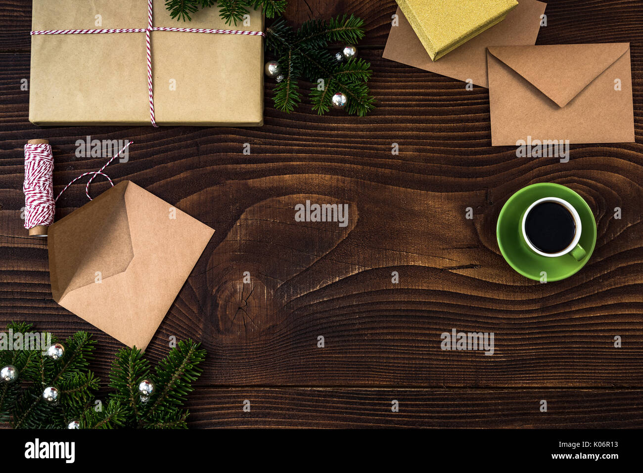 Christmas table template,overhead view Stock Photo - Alamy